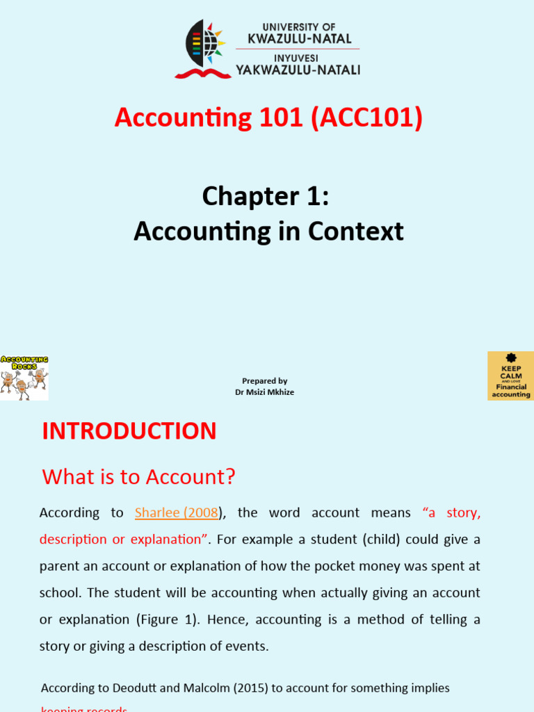 Chapter 1 ACCT101 | PDF | Debits And Credits | Equity (Finance)