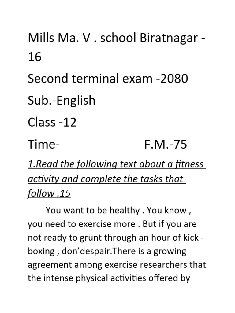 Second Term Exam Class 12 English | PDF