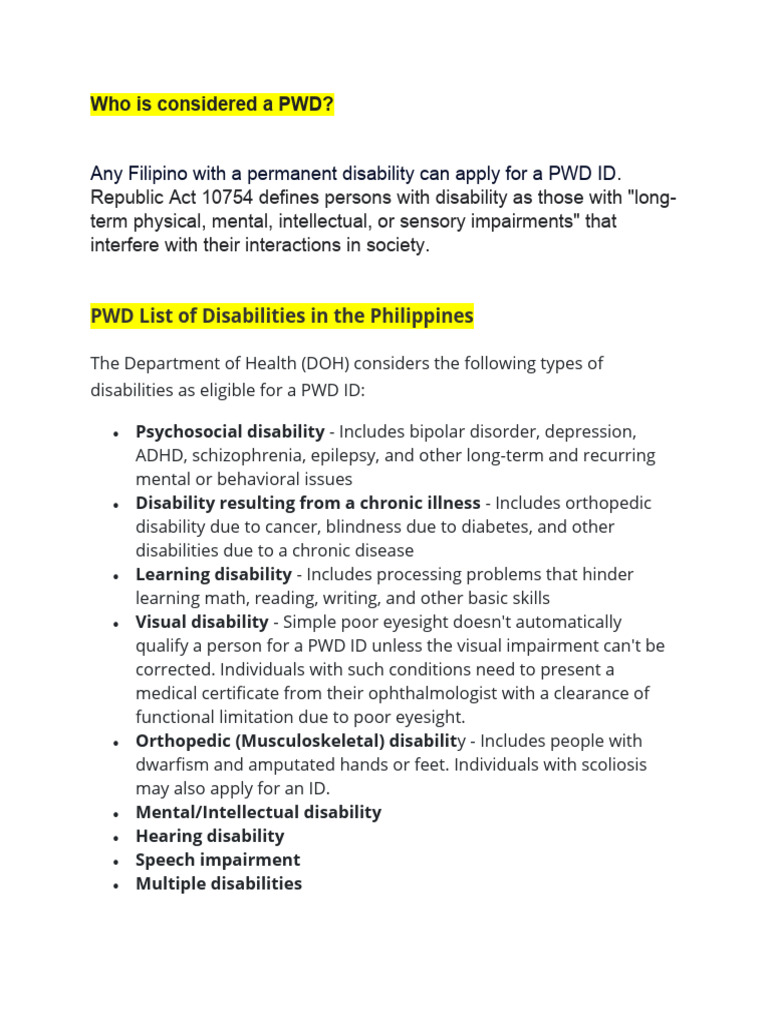 Any Filipino With A Permanent Disability Can Apply For A PWD ID ...