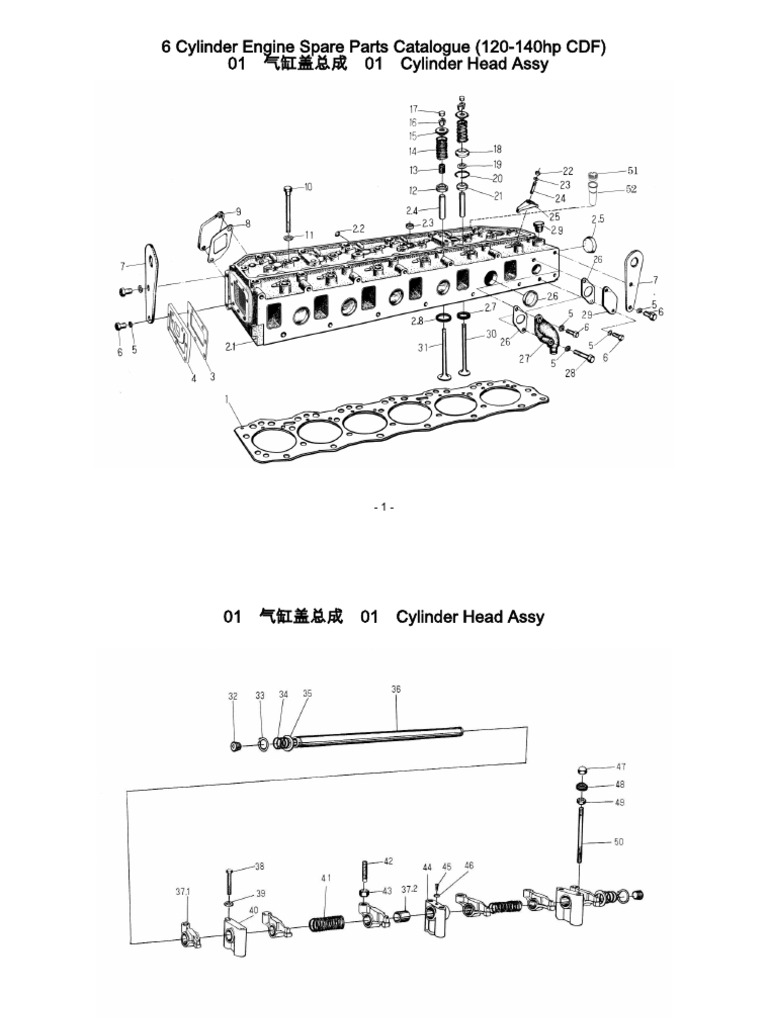 6 Cylinder Spare Parts Catalogue YTO 120 140HP | PDF