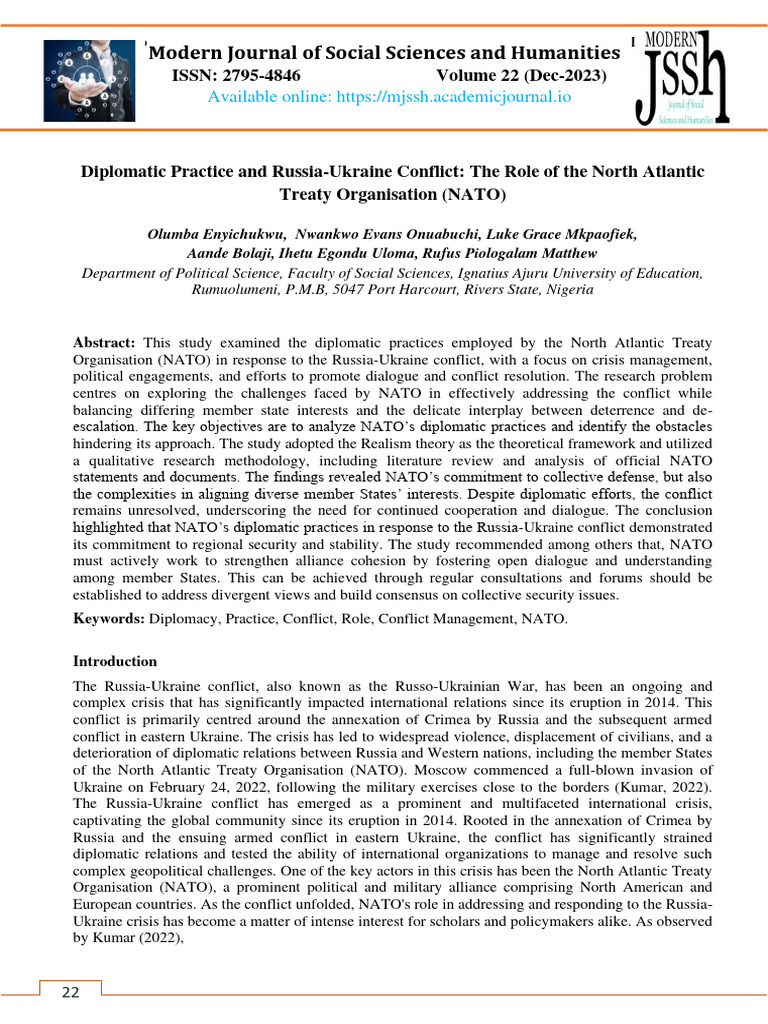 Diplomatic Practice and Russia-Ukraine Conflict: The Role of the North ...