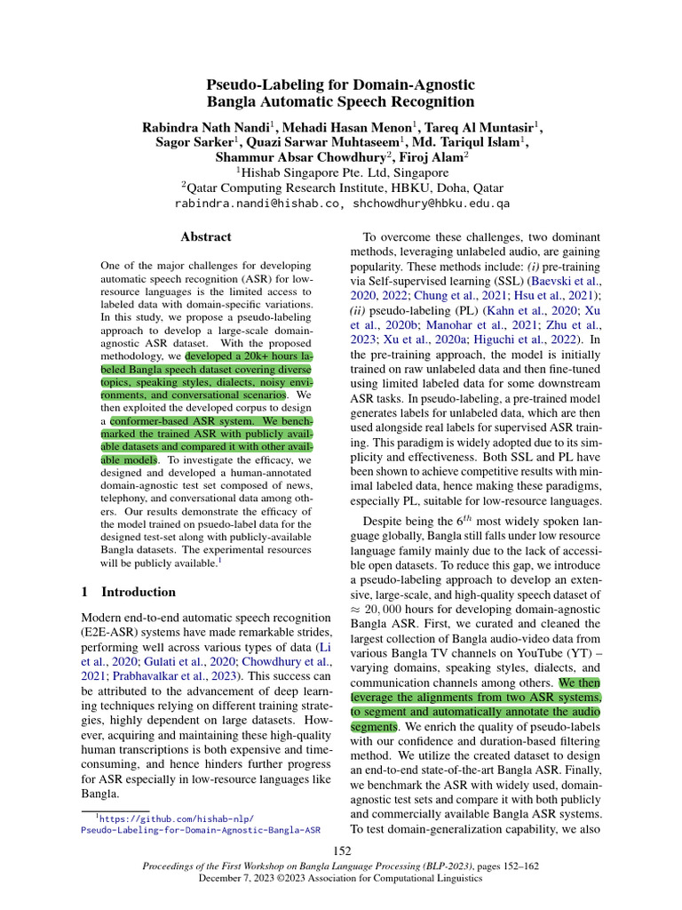 2023.banglalp-1.16 Pseudo | PDF | Speech Recognition | Human Communication