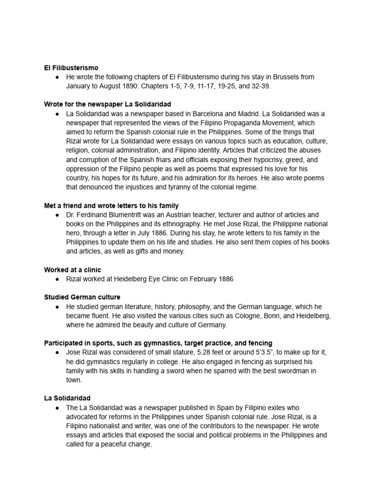 El Filibusterismo Presentation Notes | PDF | Philippines