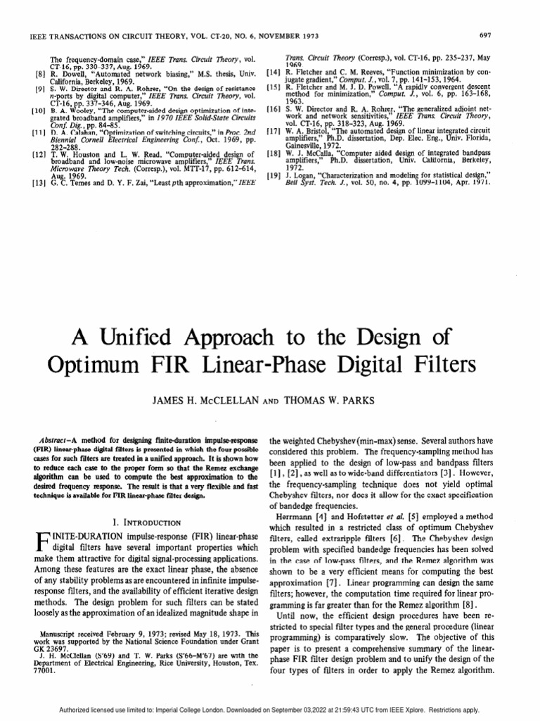 McClellan and Parks - 1973 - A Unified A | PDF | Mathematical Analysis ...
