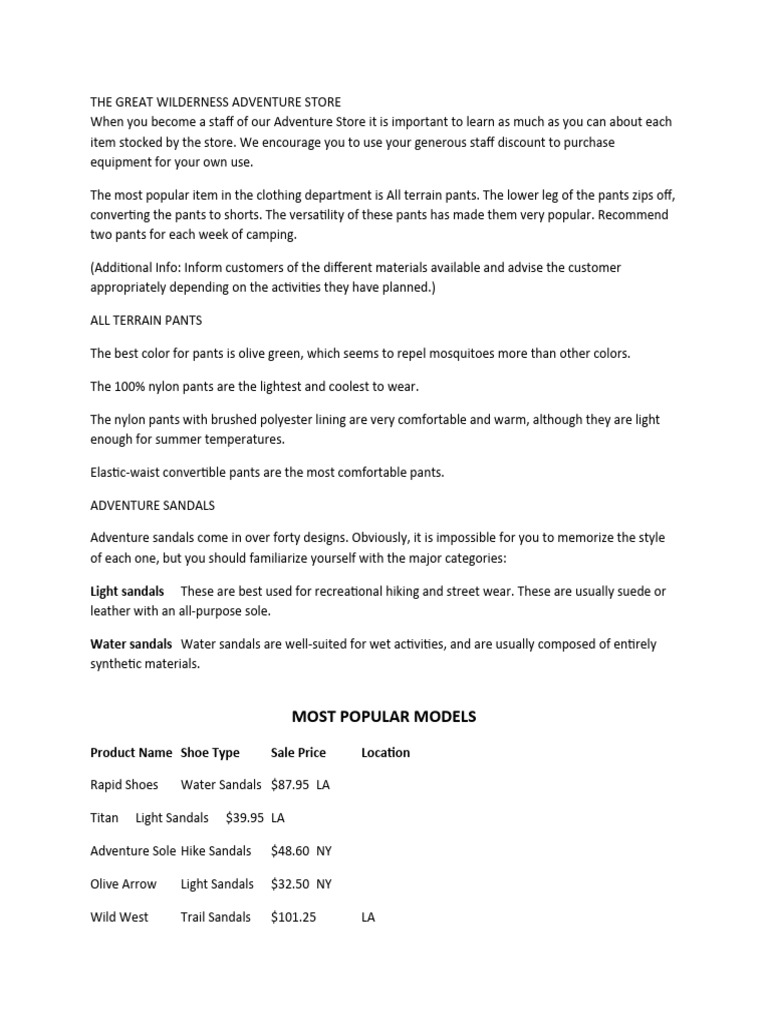 Great Adventure Store - 23data File | PDF