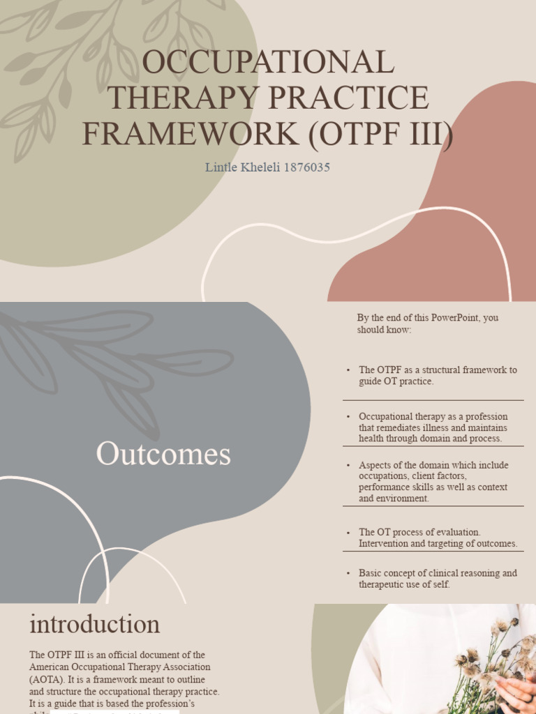 Occupational Therapy Practice Framework (Otpf III) | PDF | Occupational ...