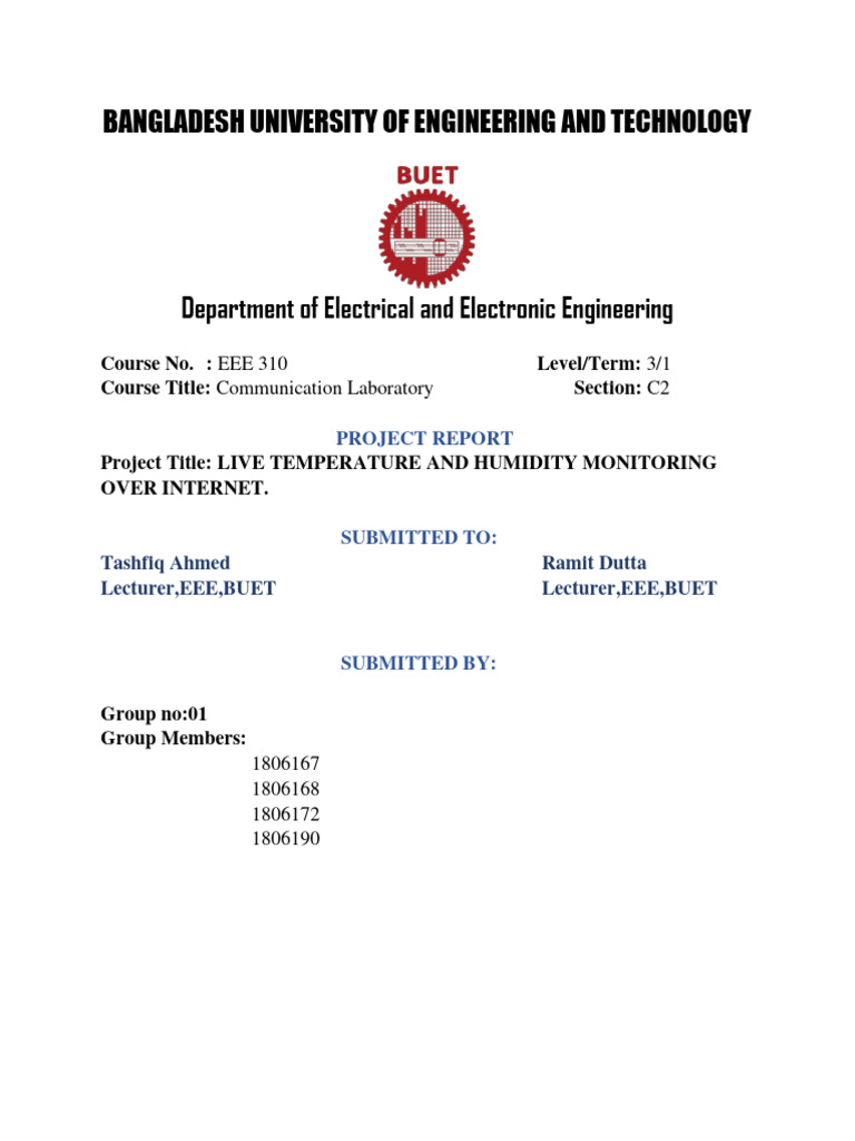 EEE - 310 - Group - 01 - Project Report | PDF | Arduino | Electricity