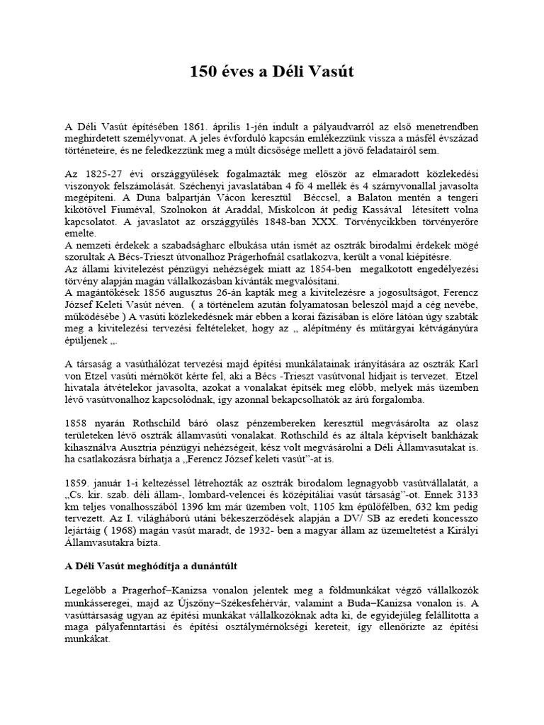 150 Éves A Déli Vasút | PDF
