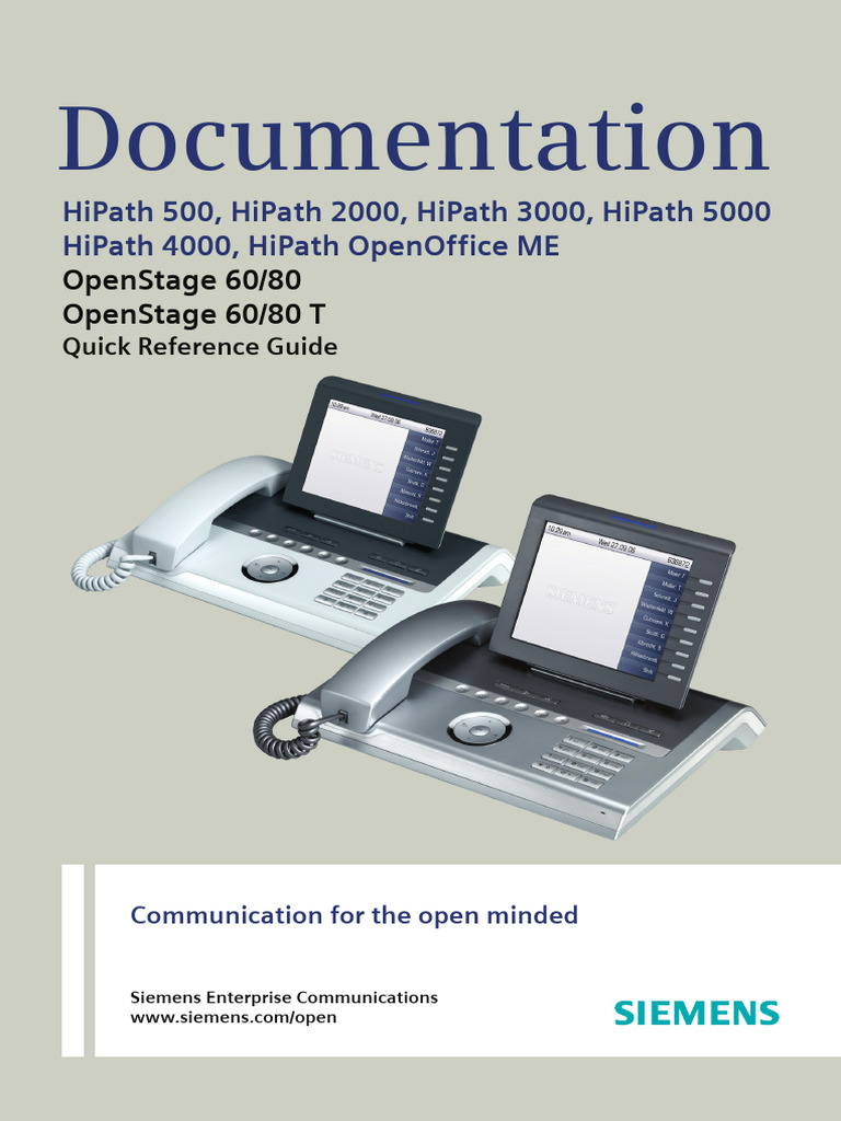OpenStage 60 & 80 HFA & T Quick Reference Guide - Issue 1 | PDF | Computer Keyboard | Menu ...