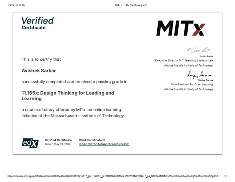 MITx 11.155x Certificate - Edx | PDF