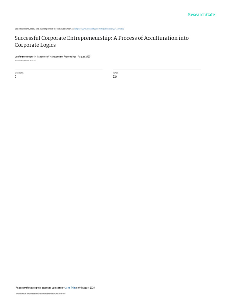 Successful Corporate Entrepreneurship A Process of | PDF ... Successful Corporate Entrepreneurship A Process of | PDF ...