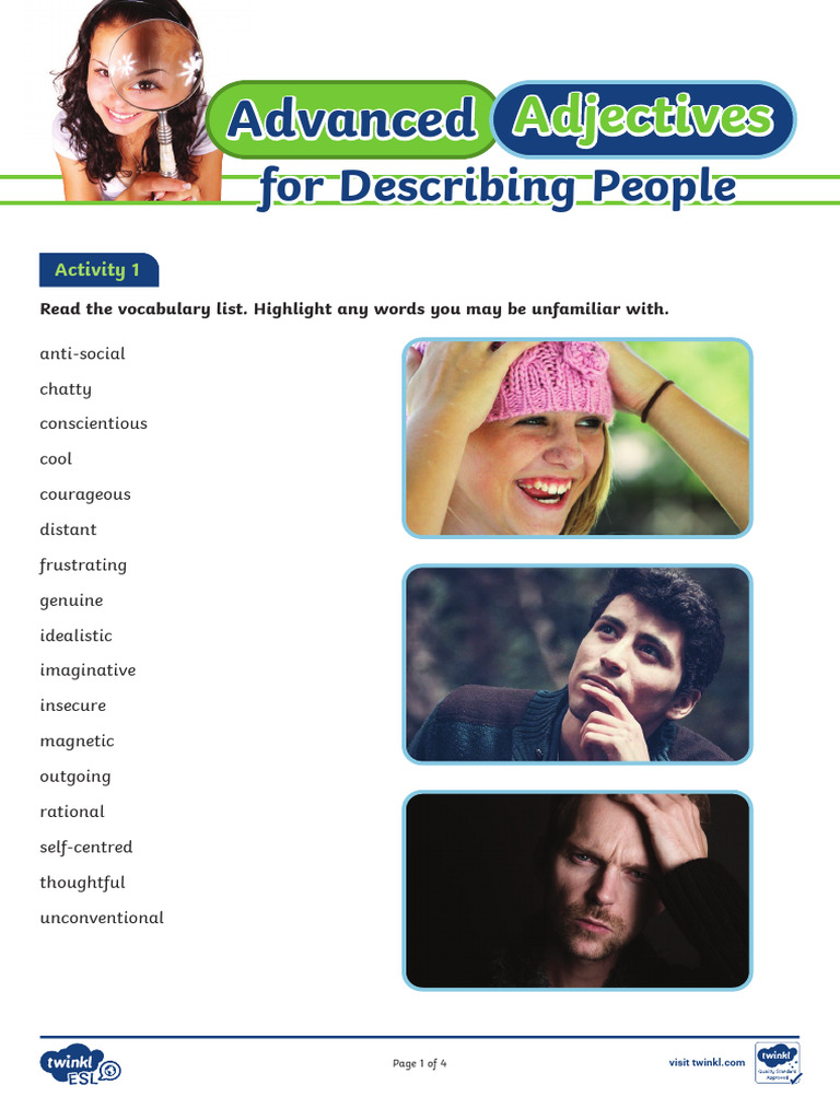 ESL Advanced Adjectives For Describing People | PDF