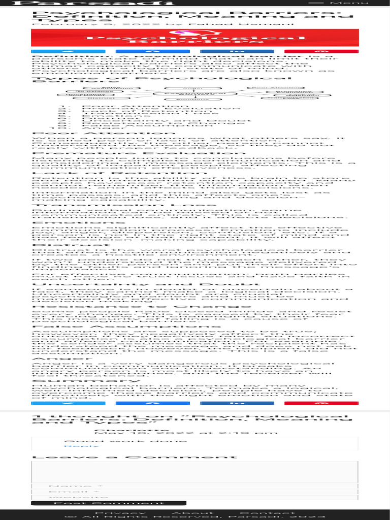 Psychological Barriers Definition Meaning And Types Parsadi Pdf