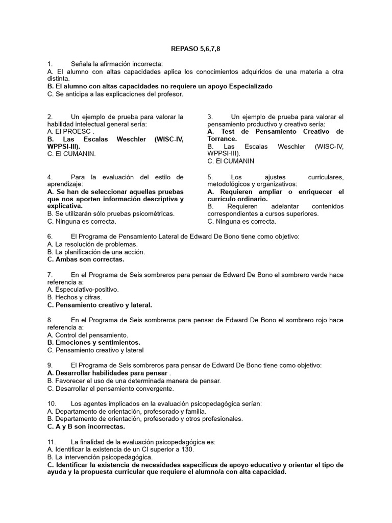 REPASO 5-8 Aacc | PDF | Evaluación | Pensamiento