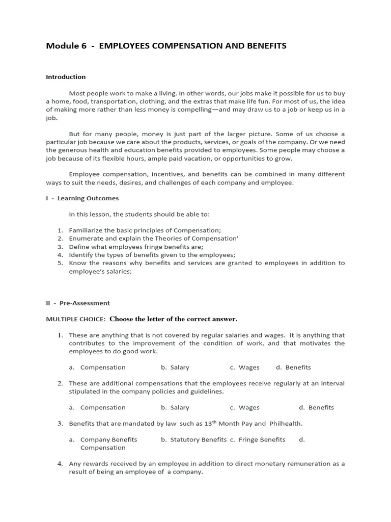 Employee Compensation & Benefits | PDF | Compensation And Benefits ...