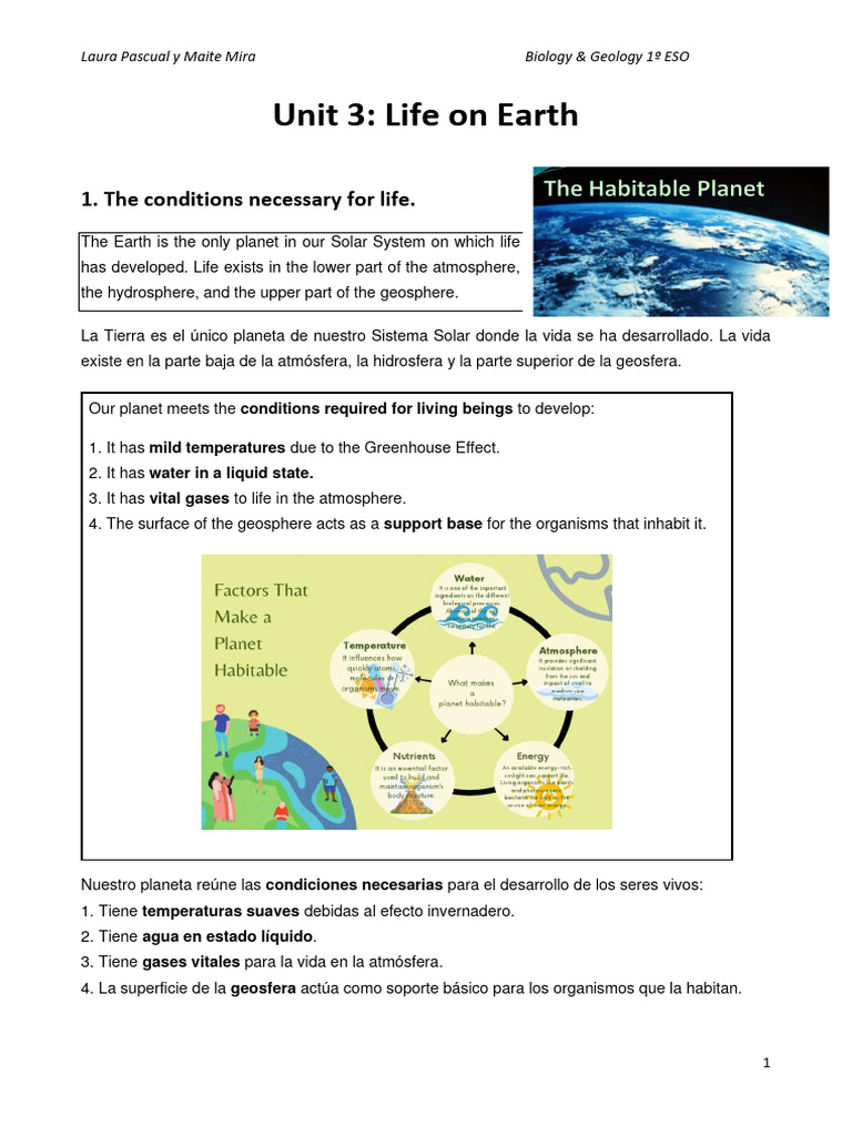 Unit 3. Life On Earth | PDF | Plantas | Las bacterias