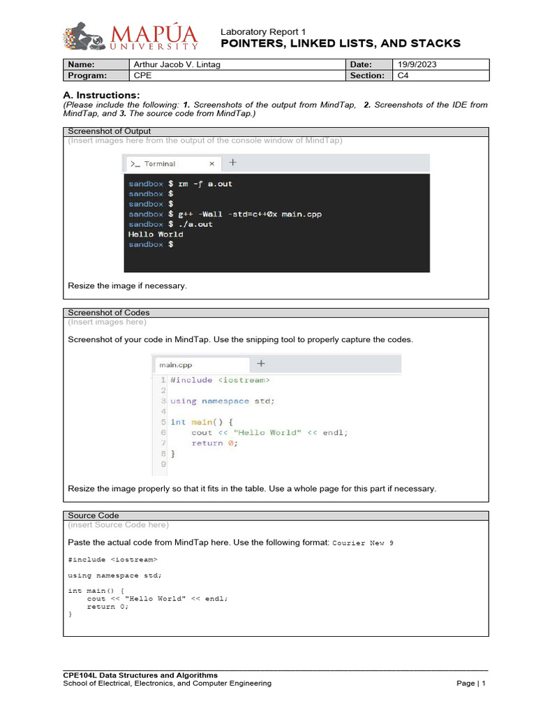 Lab1 Pdf Pointer Computer Programming Computer Program 