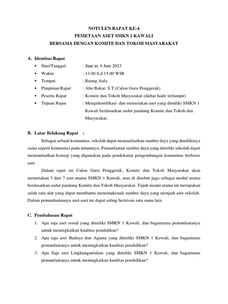 Notulen Rapat Versi 2 Ke-4 | PDF