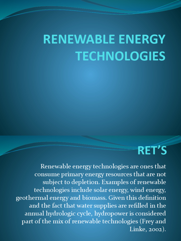 Overview of Renewable Energy Technologies | PDF | Solar Energy | Wind Power