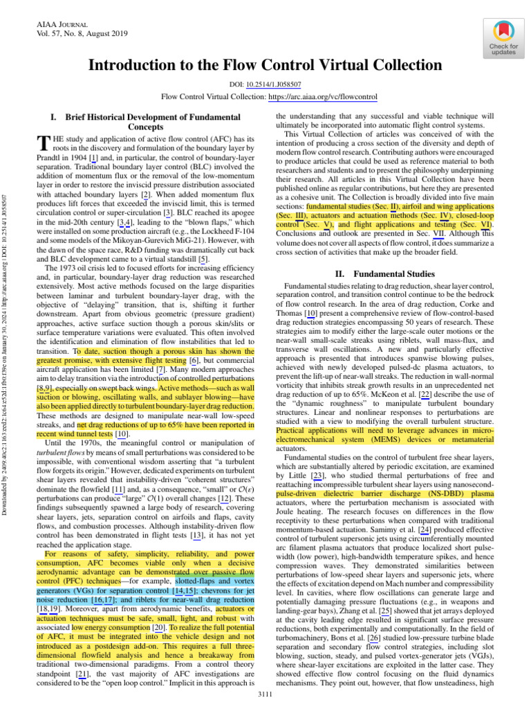 Greenblatt Et Al 2019 Introduction To The Flow Control Virtual Collection | PDF | Lift (Force ...