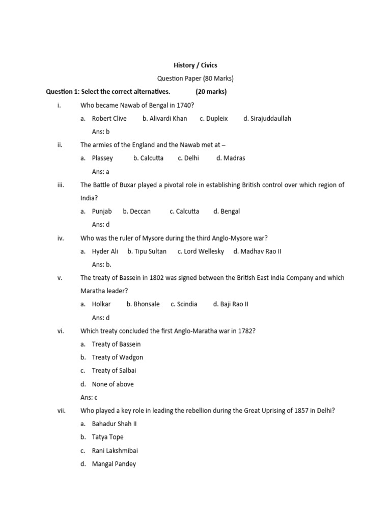 History New - Answer Key 05-02 (80 Marks) | PDF | Mahatma Gandhi ...