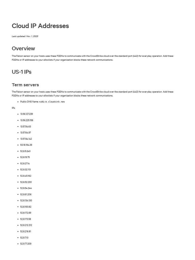 CrowdStrike IP DataSheet | PDF | Ip Address | Domain Name System