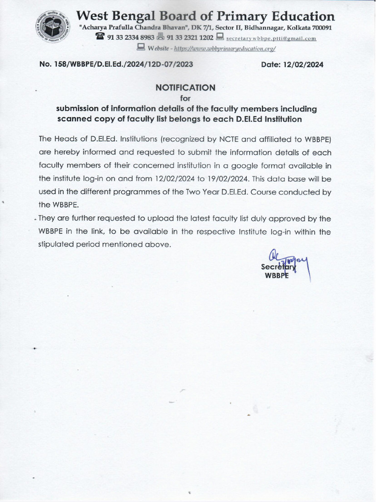 Notification Submission Facultydetails13022024 | PDF