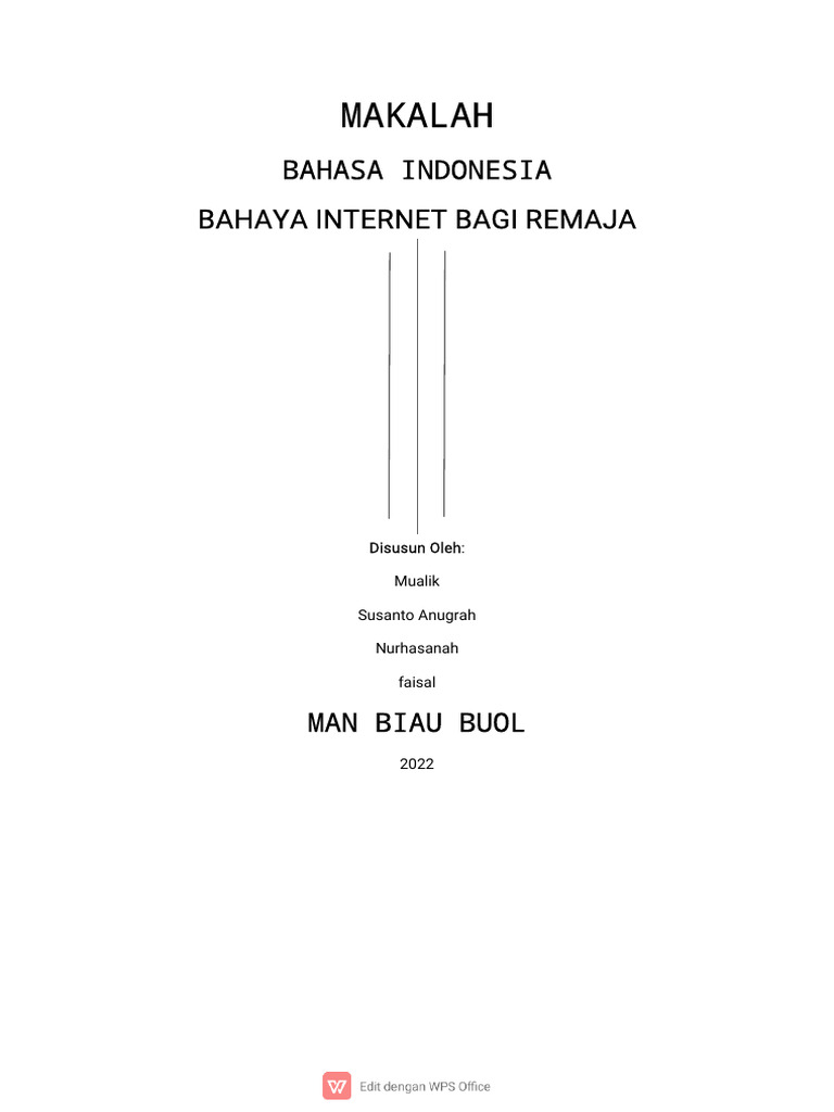 Makalah Bahaya Internet Bagi Remaja | PDF