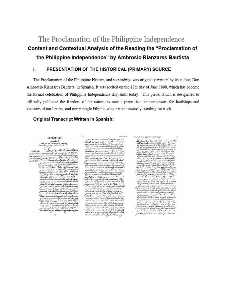 The Proclamation of The Philippine Independence - LECTURE | PDF ...