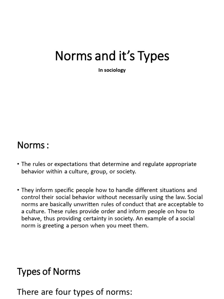 Norms and It's Types in Sociology (Lec 13) . | PDF | Taboo | Justice