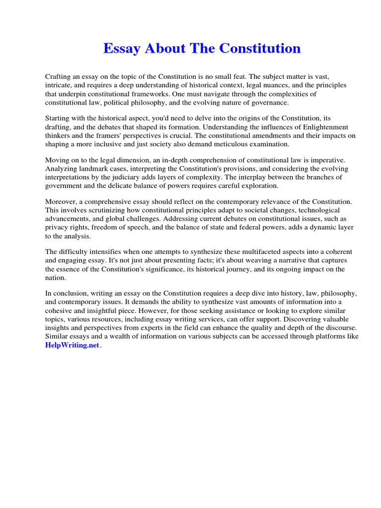 Constitution Essay Writing Guide | PDF | Social Science