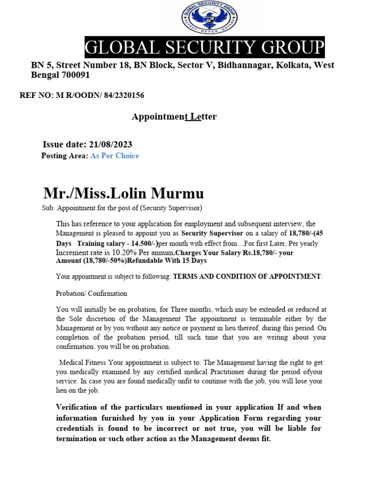 Sample Call Letter After PRE FINAL STAGE | PDF | Employment | Justice