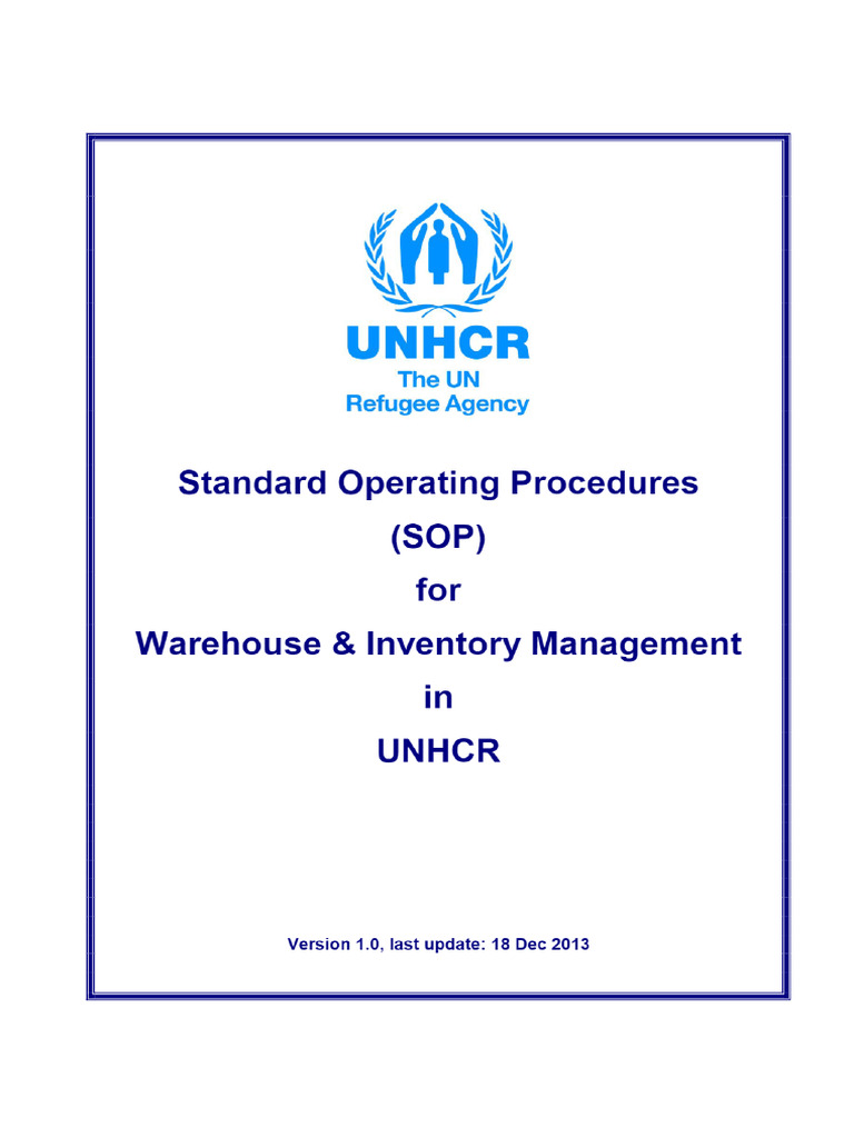SOP For Warehouse and Inventory Management in UNHCR - UNHCR India | PDF