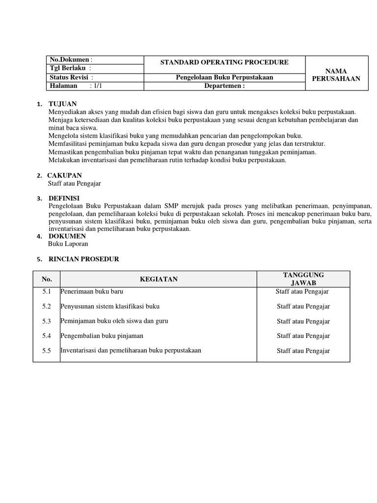 Pengelolaan Buku Perpustakaan SMP | PDF