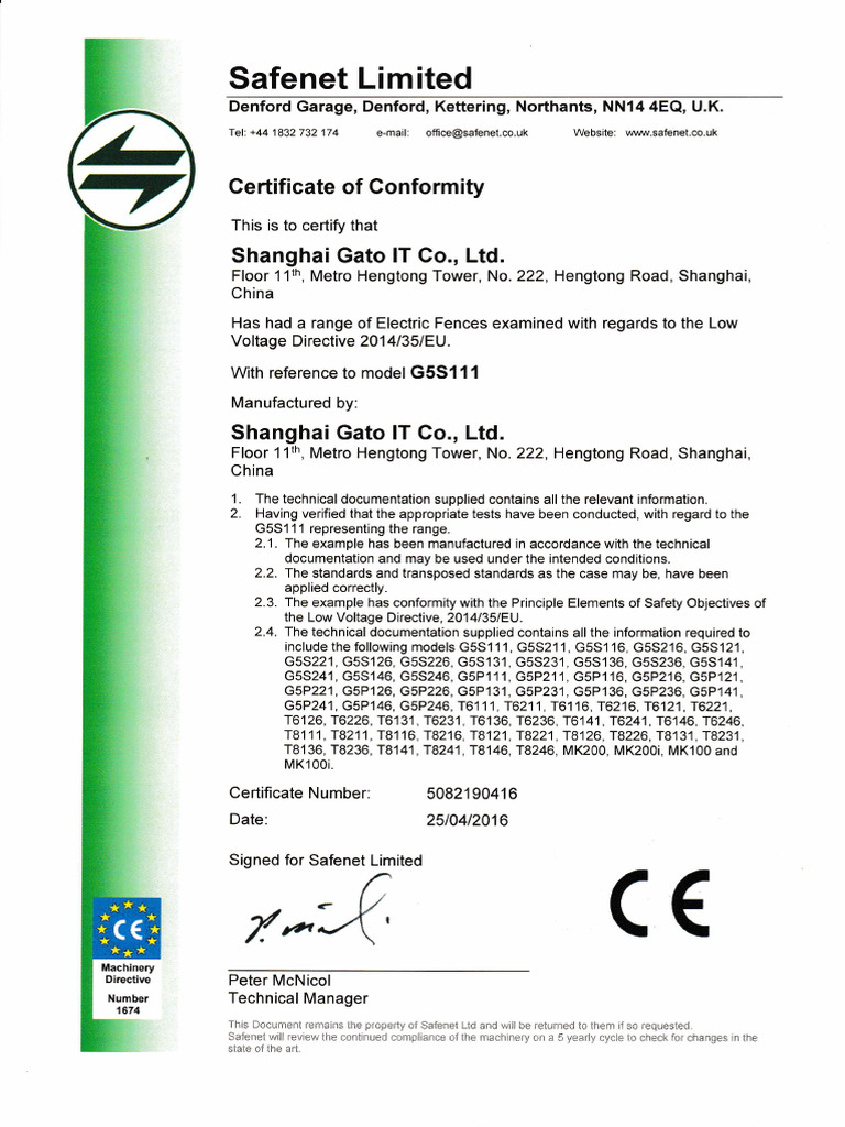 Gato CE(LVD) certificate | PDF
