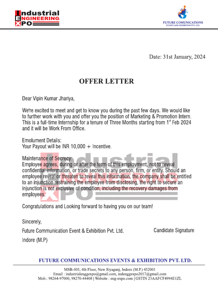 4 Offer Letter - Vipin | PDF
