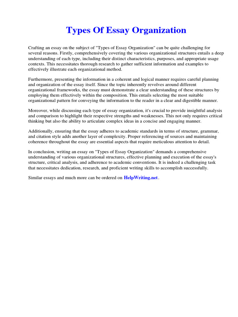 Types of Essay Organization | PDF | Essays | Thought