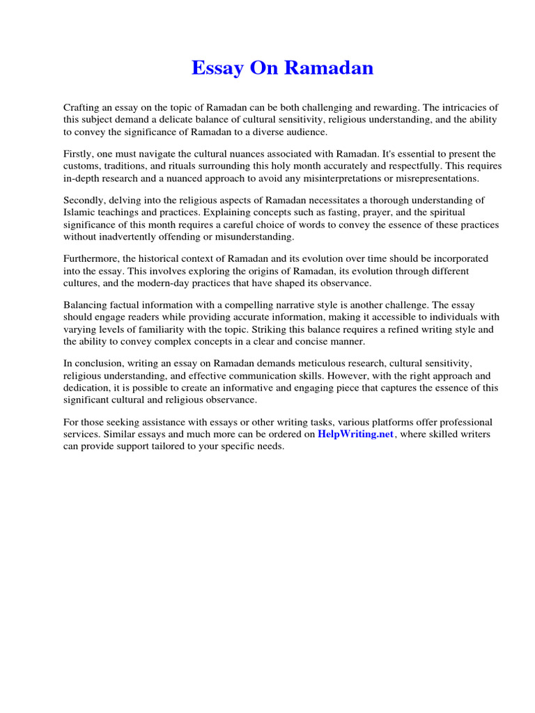 Essay On Ramadan | PDF | Karl Marx | Nike