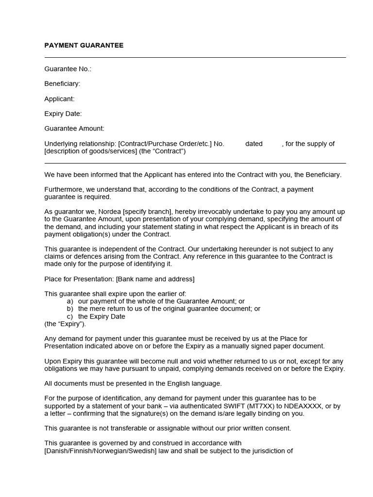 Payment Guarantee | PDF | Guarantee | Contract Law