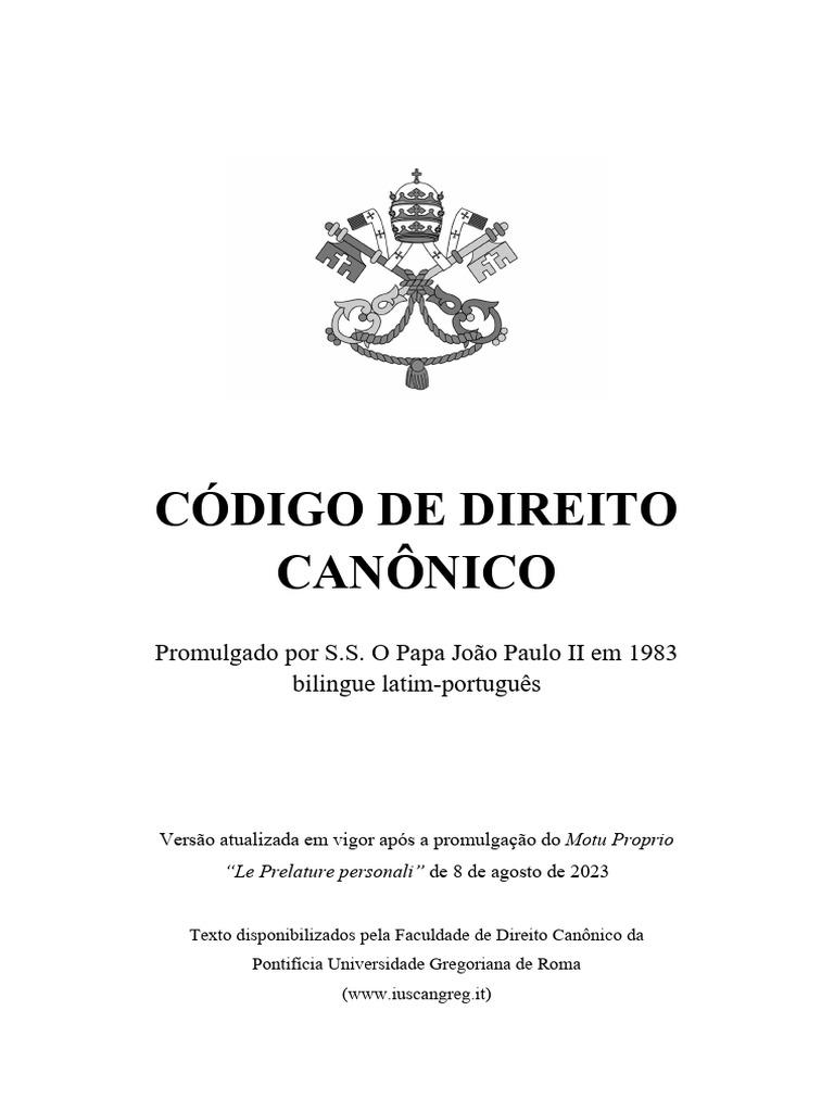 Código de Direito Canônico (Atualizado em 8 de Agosto de 2023) | PDF ...