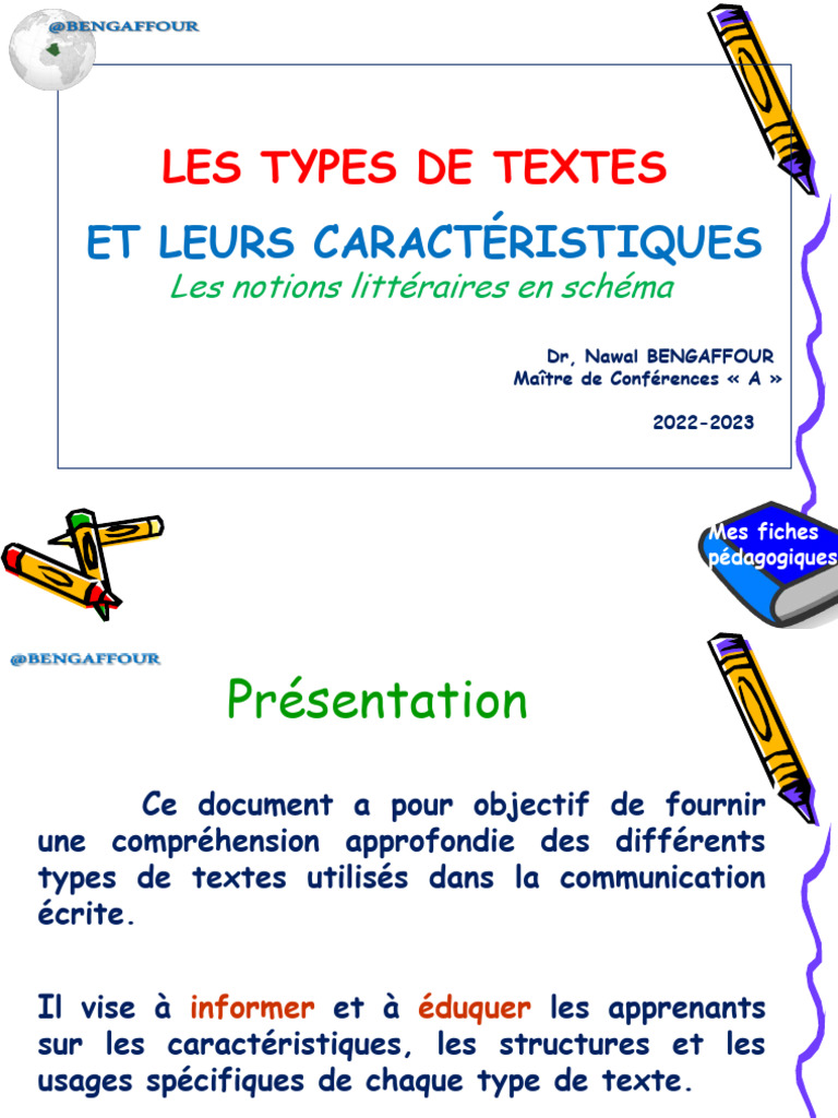 Les Types de Textes Et Leurs Caractéristiques. | PDF | Philosophie ...