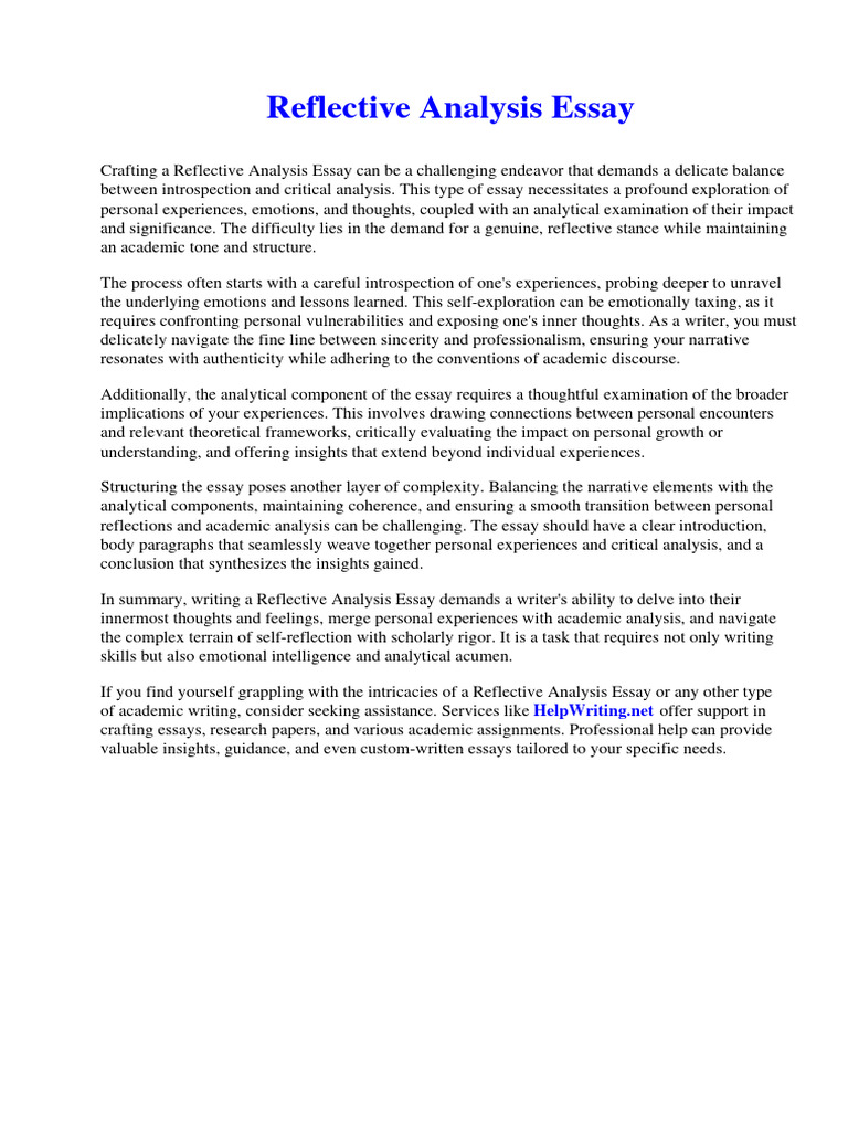 Reflective Analysis Essay | PDF