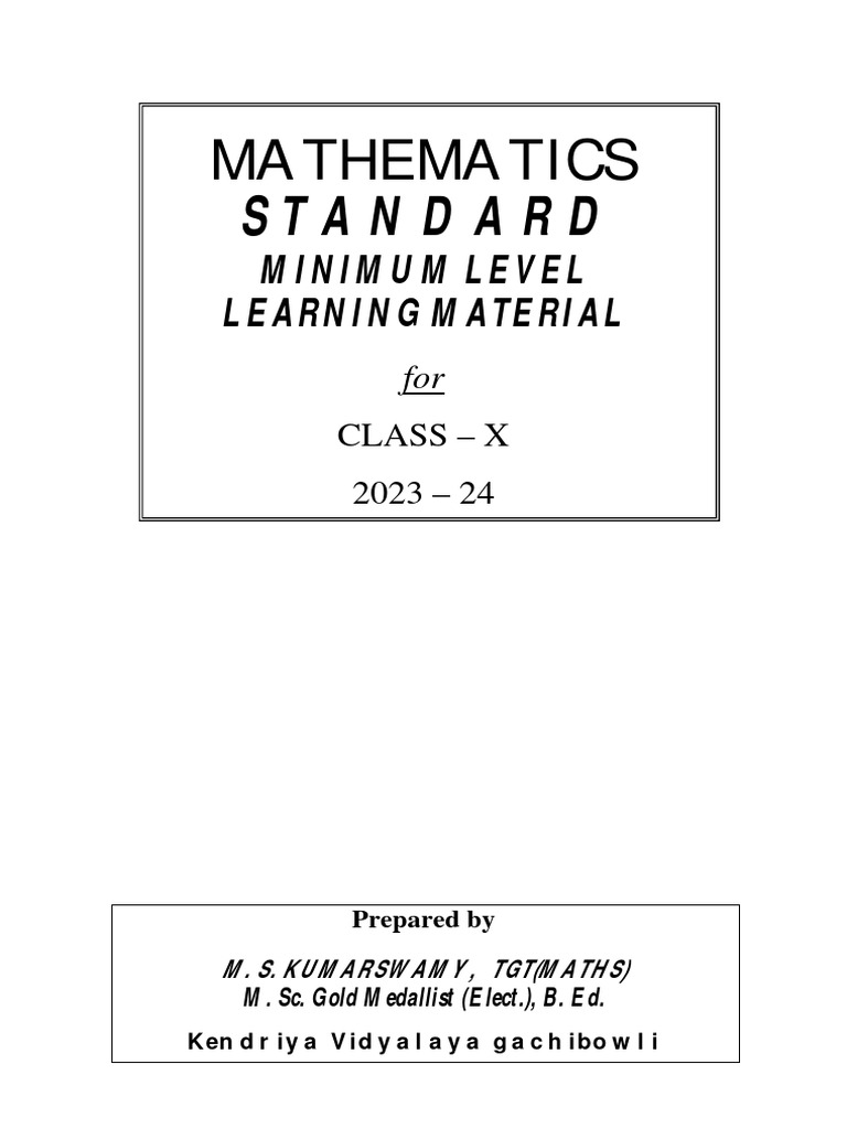 X Maths Minimum Level Learning Material | PDF | Circle | Factorization