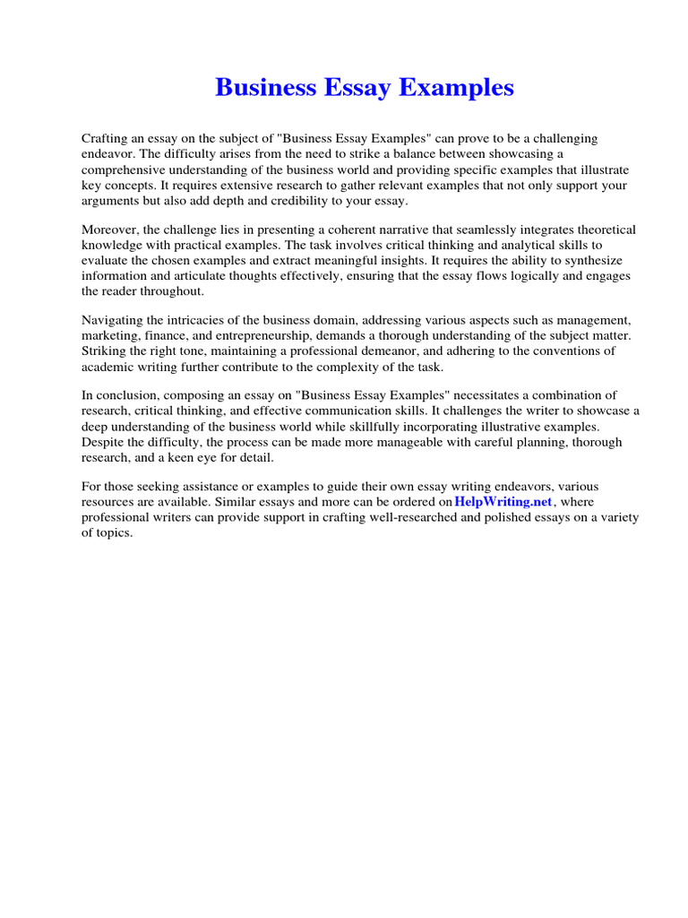 Business Essay Examples | PDF