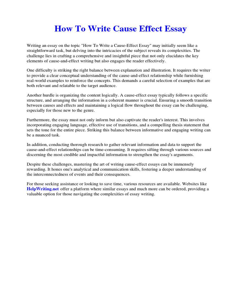 How To Write Cause Effect Essay | PDF | Liberty | Essays