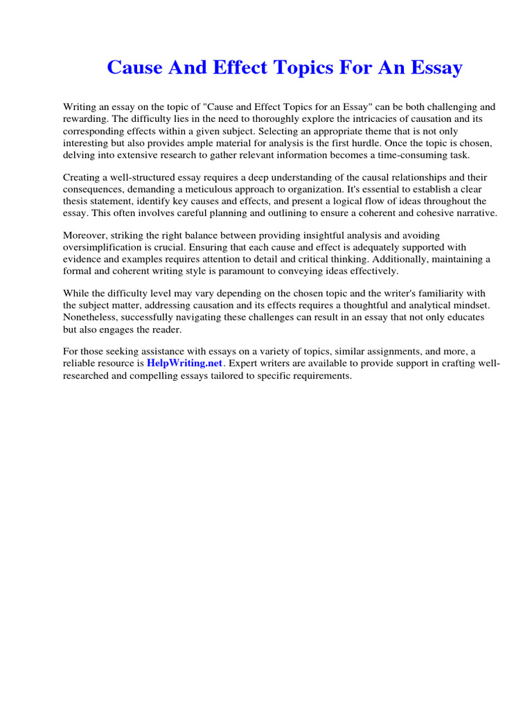 Cause and Effect Topics For An Essay | PDF