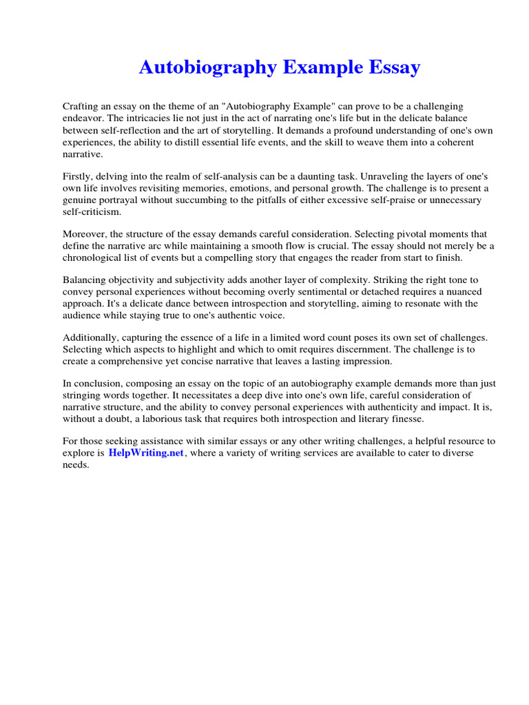 Autobiography Example Essay | PDF