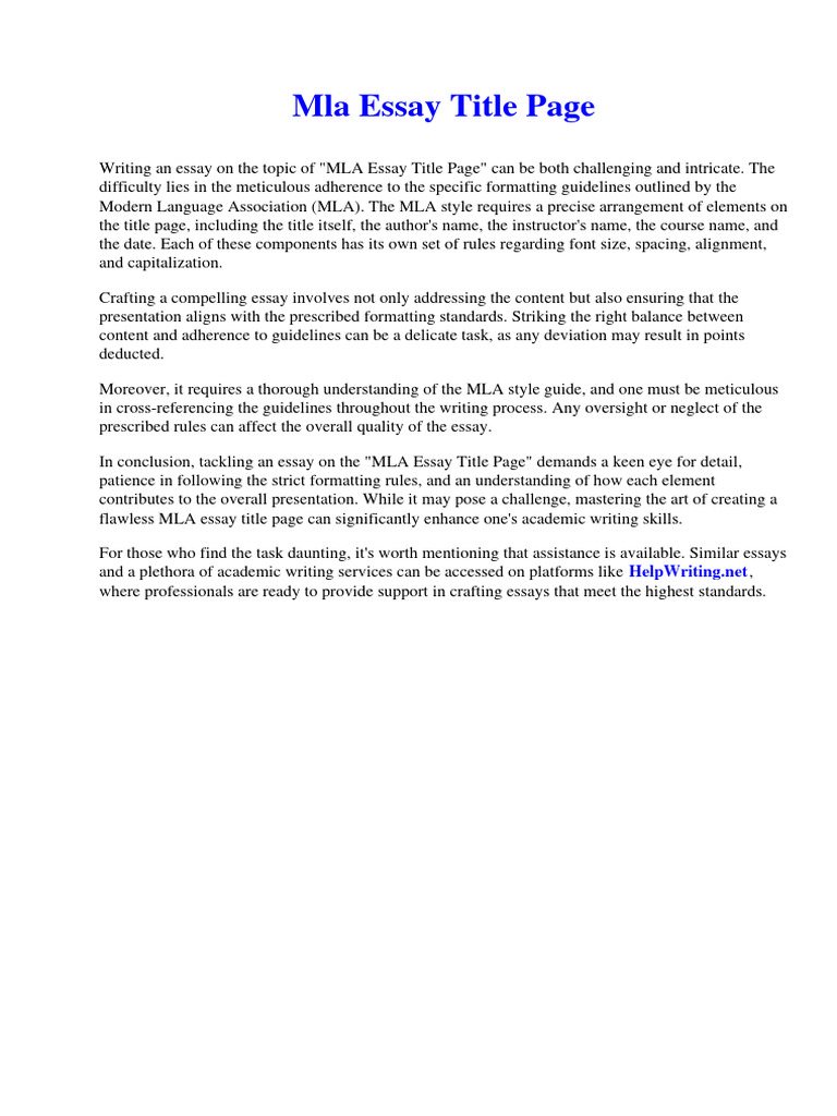 Mla Essay Title Page | PDF | Dream | Realism (Arts)