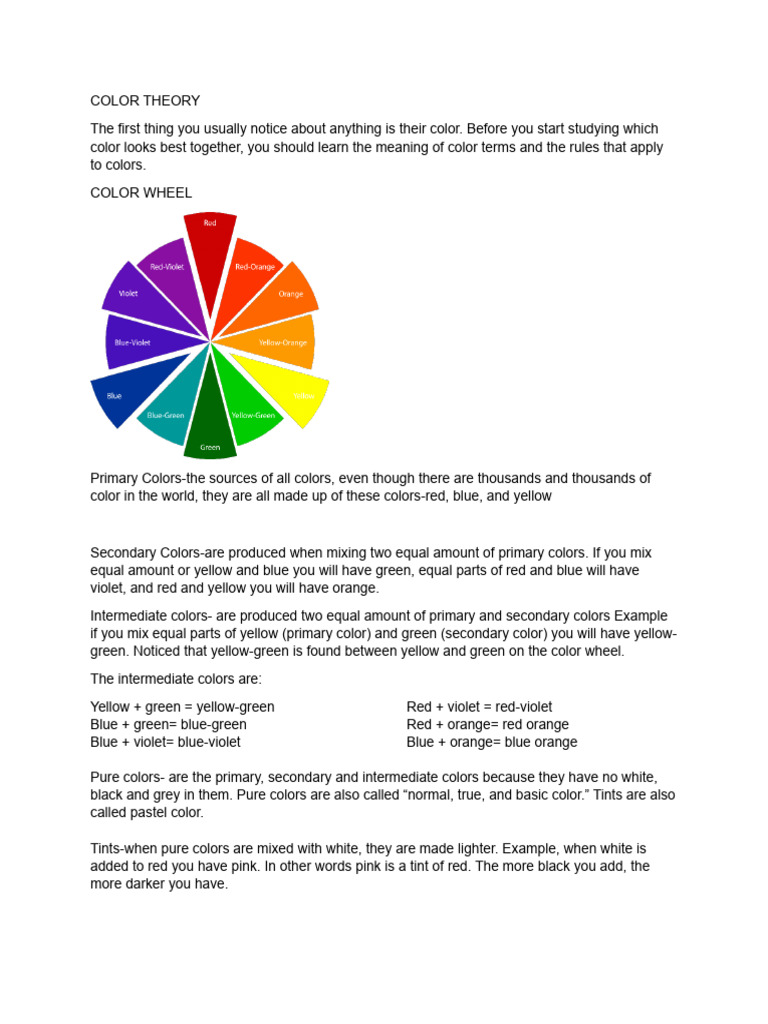 Color Theory | PDF | Language Arts & Discipline | Home & Garden