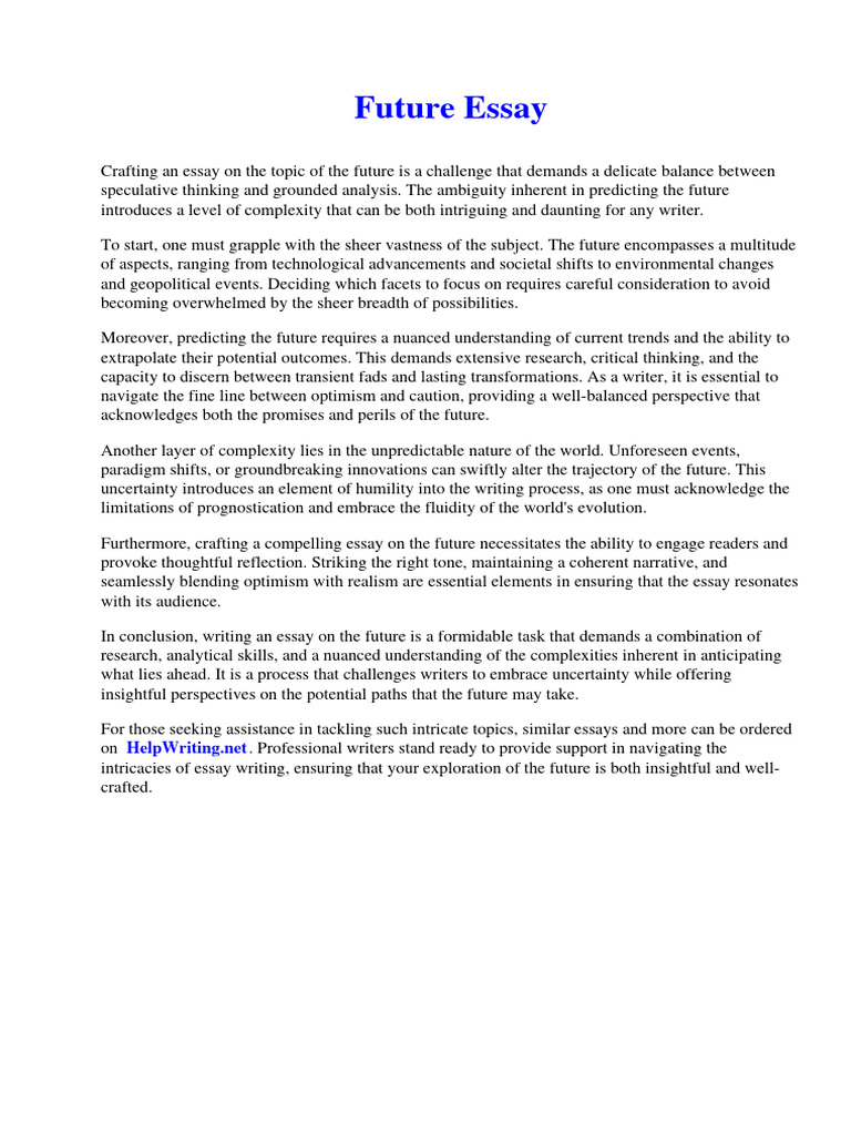 Future Essay | PDF | Manual Transmission | Plasma (Physics)